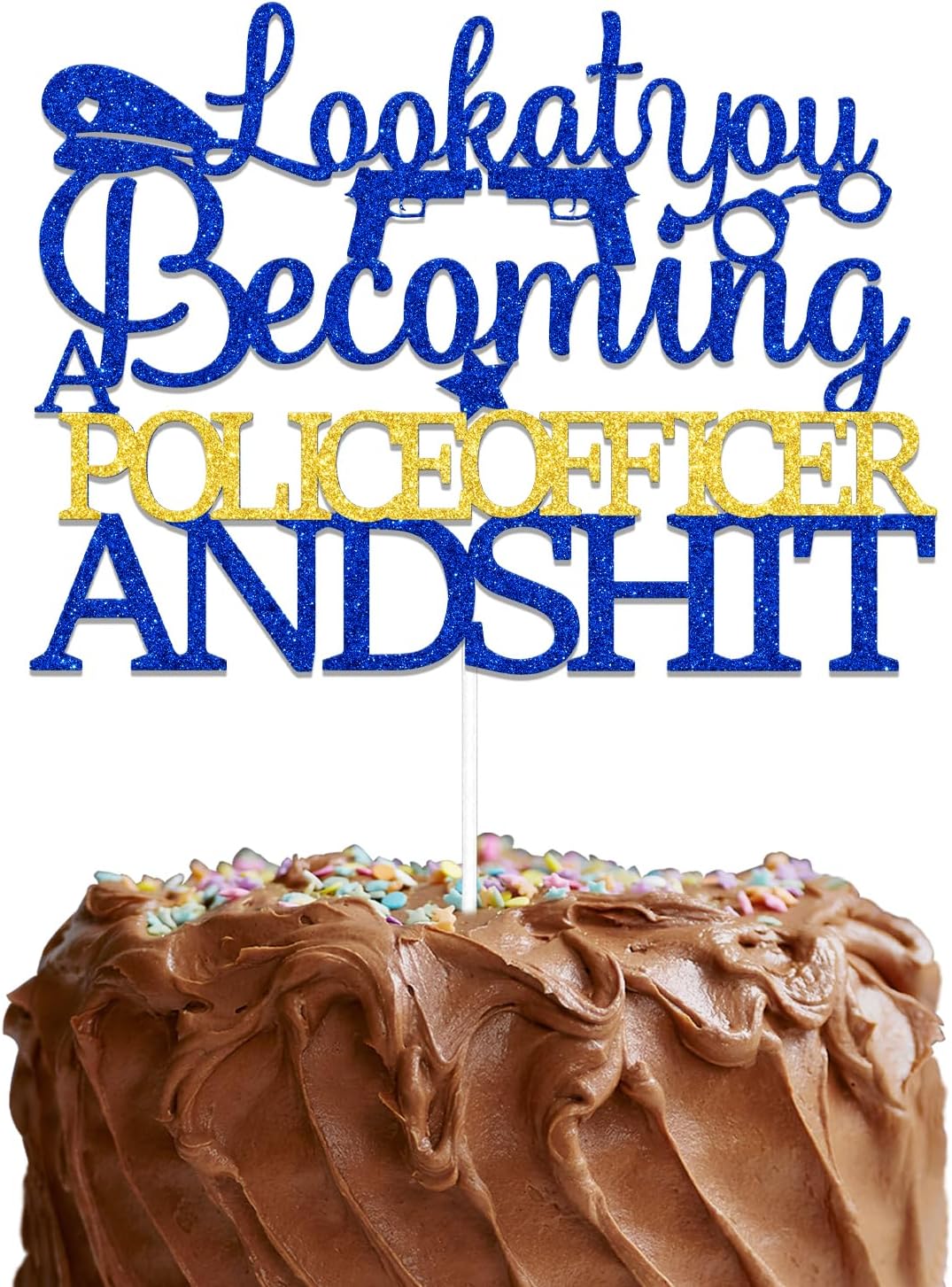Amazon.com: Look at You Becoming Police Officer Cake Topper, Police ...