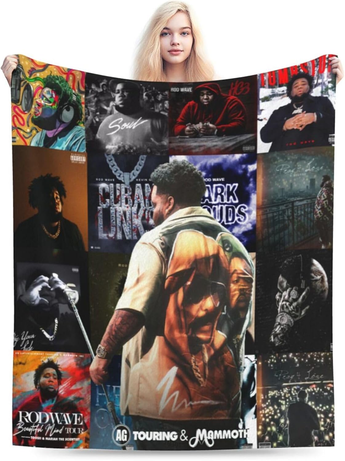 Amazon.com: Rod Rap Wave Soft Blanket Music Wave Blanket Flannel ...