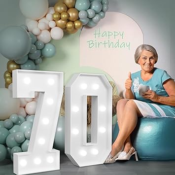 Amazon.com: imprsv Marquee Numbers Large 70th-Birthday Decorations: 3ft ...