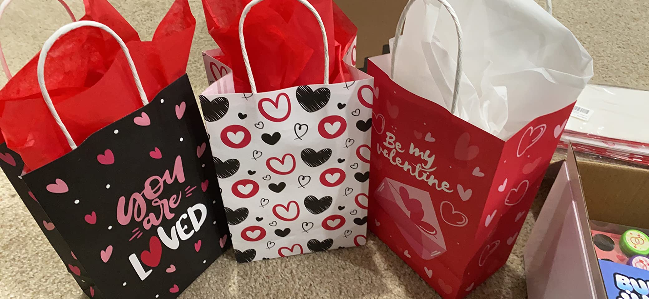 Amazon.com: DERAYEE Valentines Day Gift Bags with Handle, 24 Pack Heart ...