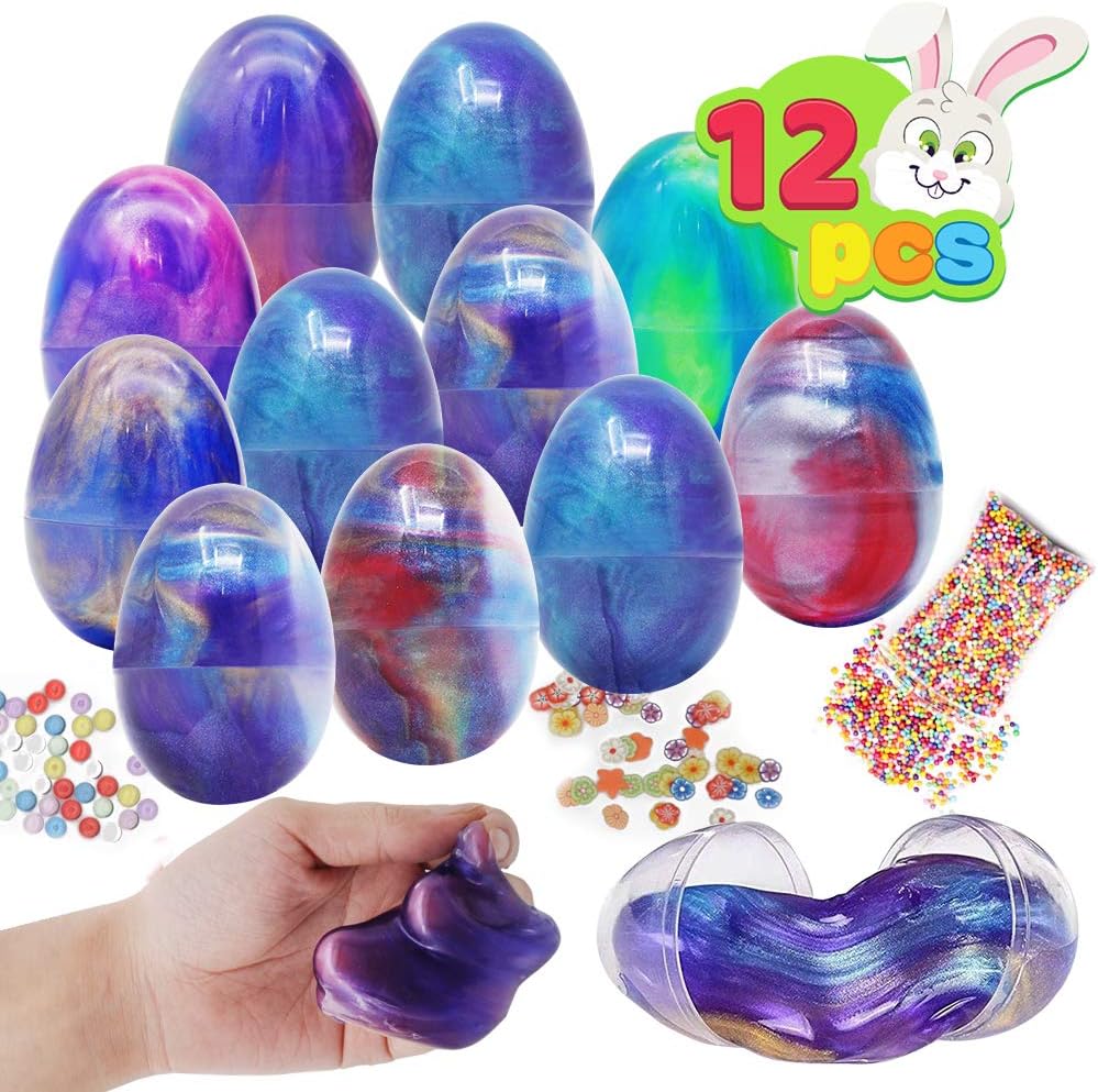 JOYIN 12 PCs Silly Fluffy Galaxy Slime Colorful Putty with Accessories ...