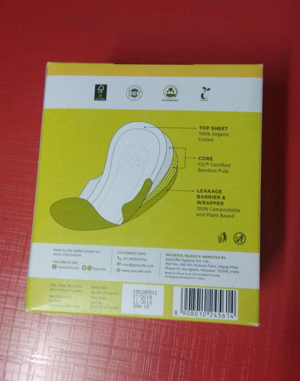 Buy PEESAFE Organic Regular Sanitary Pads, Regular | Pack of 10 | Anti ...