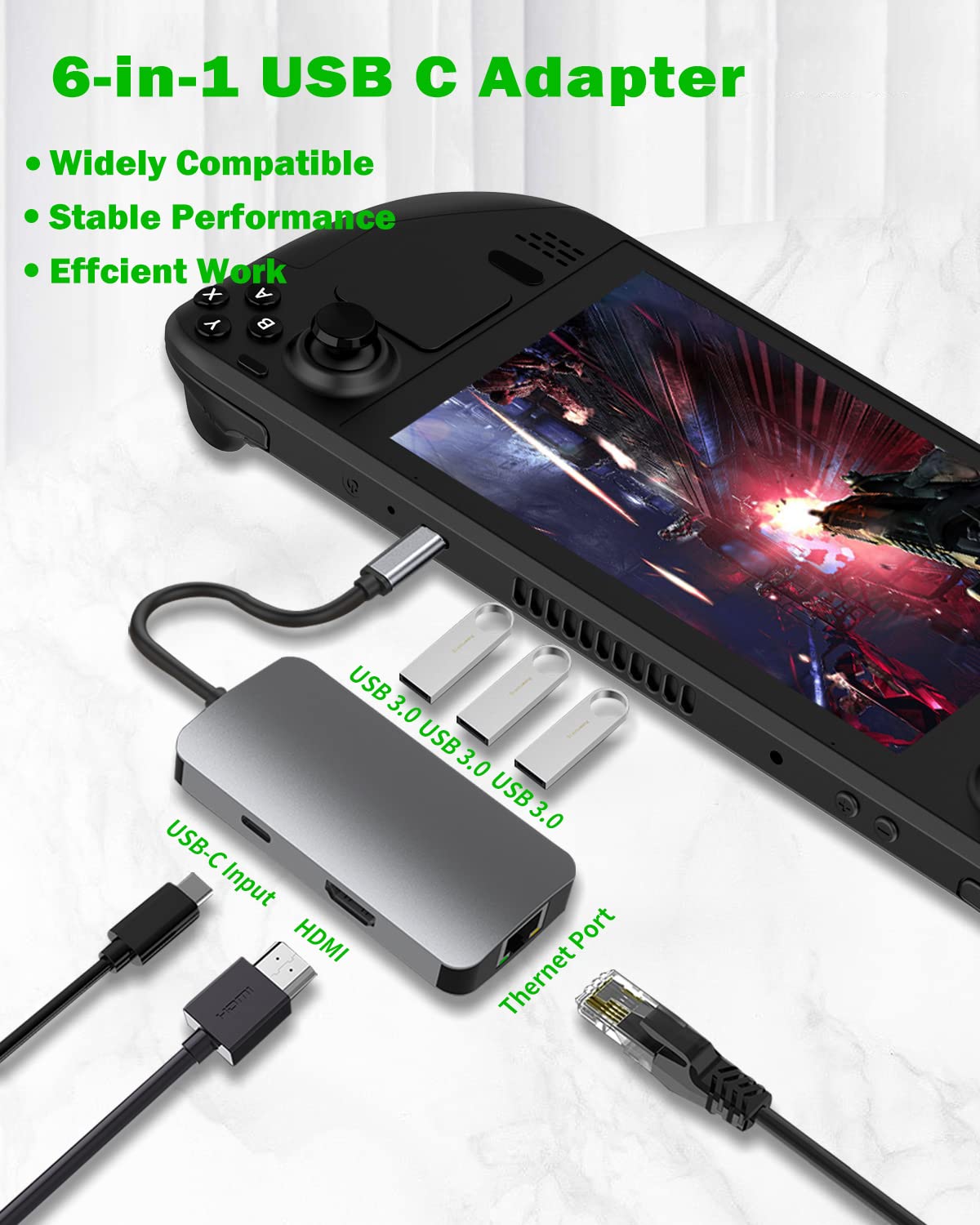 Snapklik.com : Steam Deck Dock, AOLION 6 In 1 Steamdeck 4K TV Docking ...