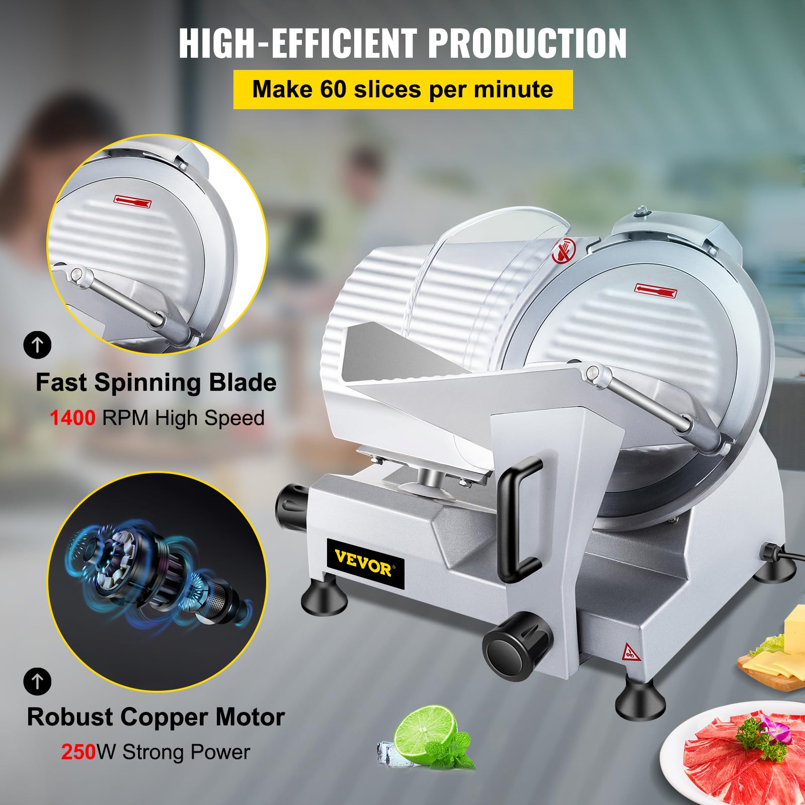 VEVOR Commercial Meat Slicer, 12 inch Electric Food Slicer, Semi-Auto ...