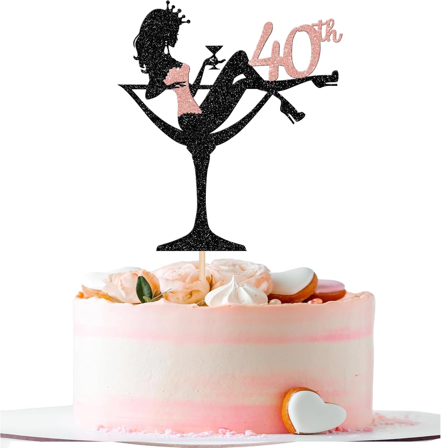 ZHUOWEISM 1 PCS Sitting 40th Birthday Cake Topper Glitter Sweet Forty ...