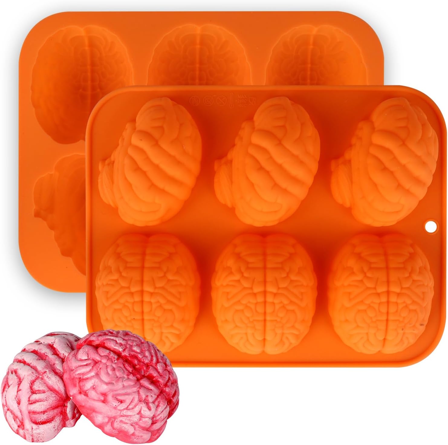 Amazon.com: Hewomate Brain Chocolate Mold, 2 Pack Silicone Brain Jello ...