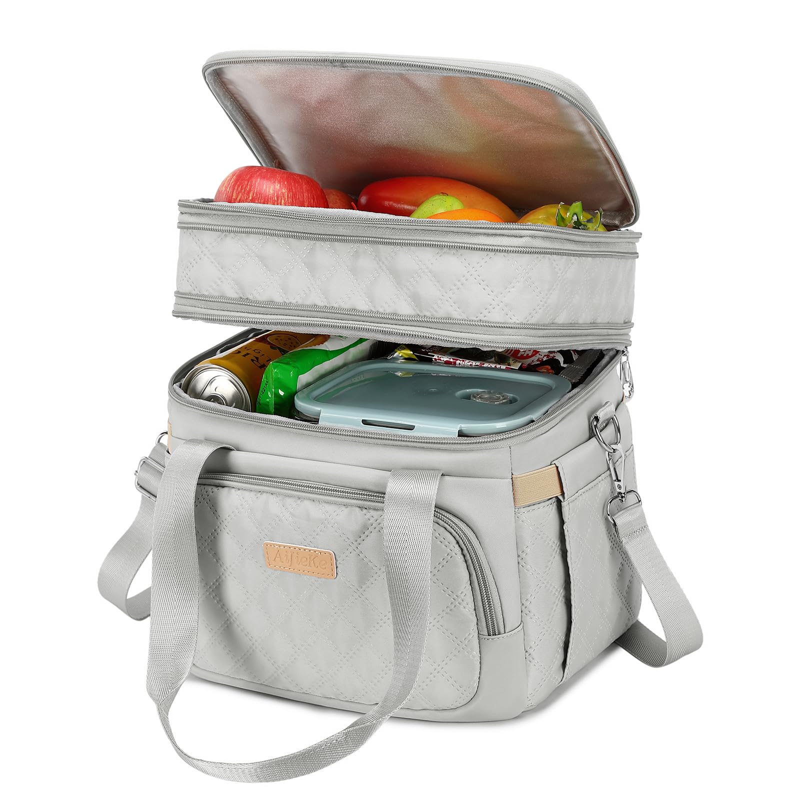 Amazon.com: AIJIEKE Lunch Bag for Men Women, Dual Compartment Large ...