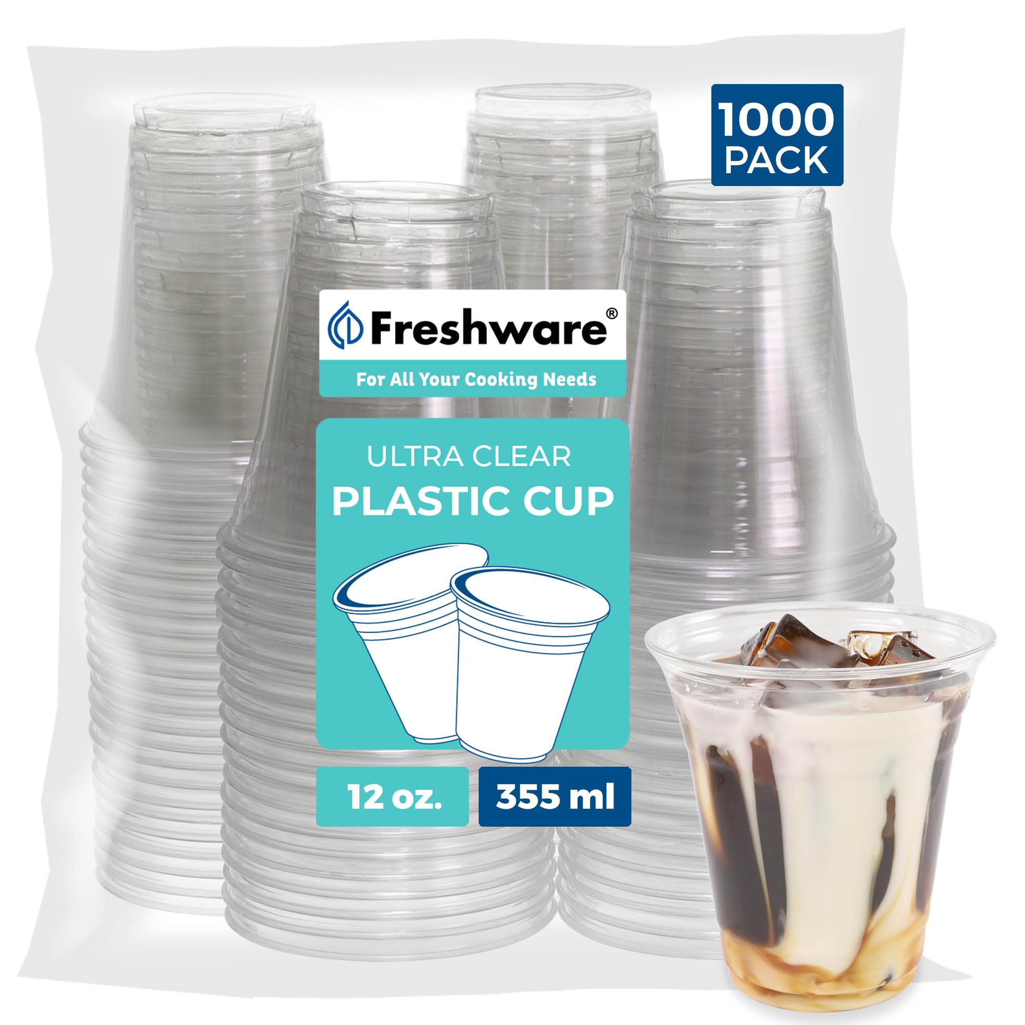 Snapklik.com : Freshware Plastic Cups 12 Oz, 1000-PCS