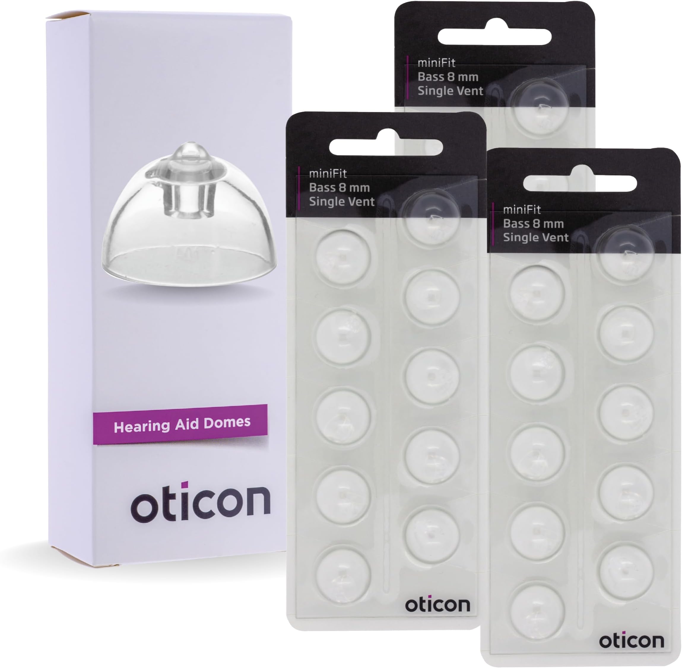 Amazon.com: Genuine Oticon Hearing Aid Domes MiniFit Single Vent Bass ...