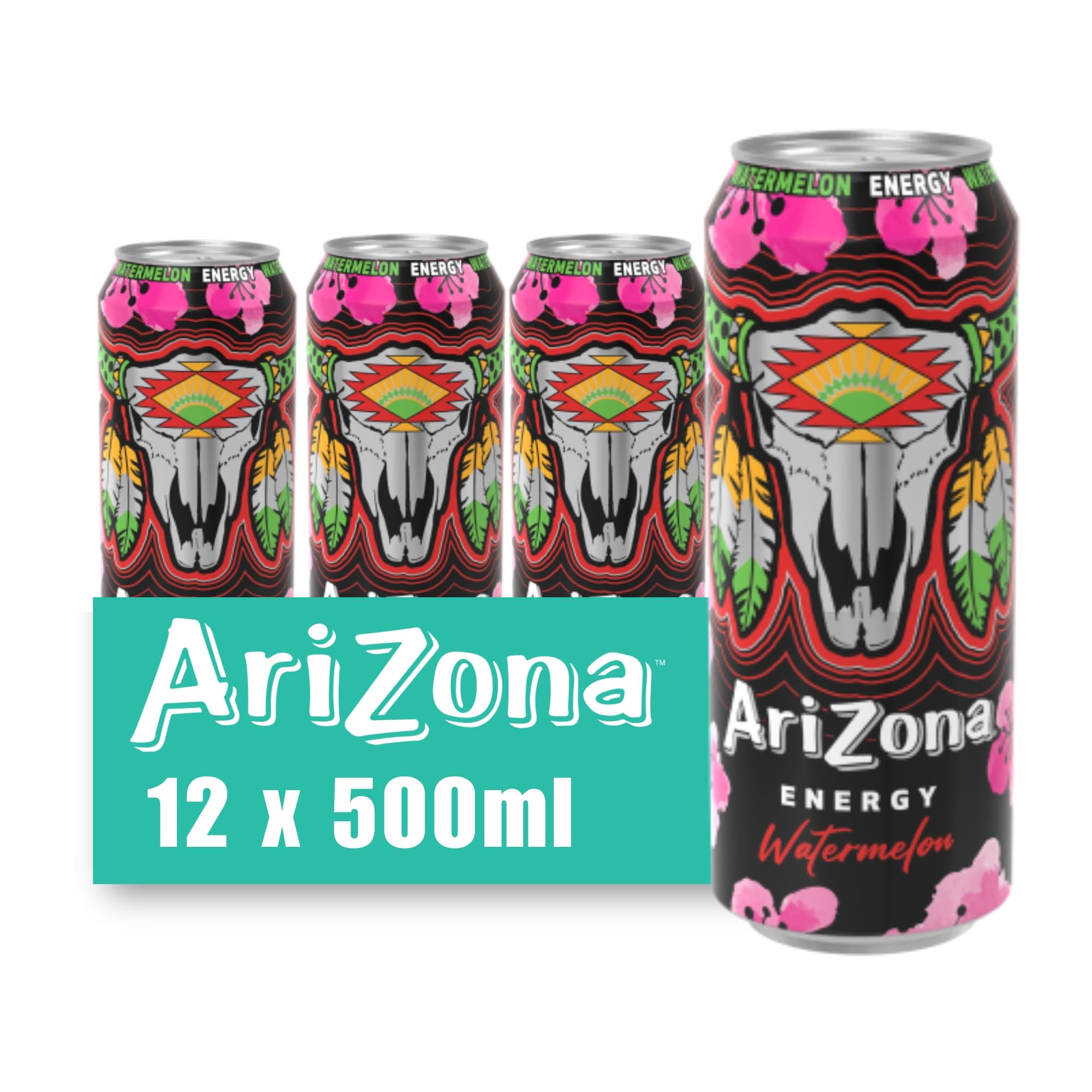 Buy Arizona Sparkling Energy Drink Watermelon, 12 x 500ml Cans, Green ...