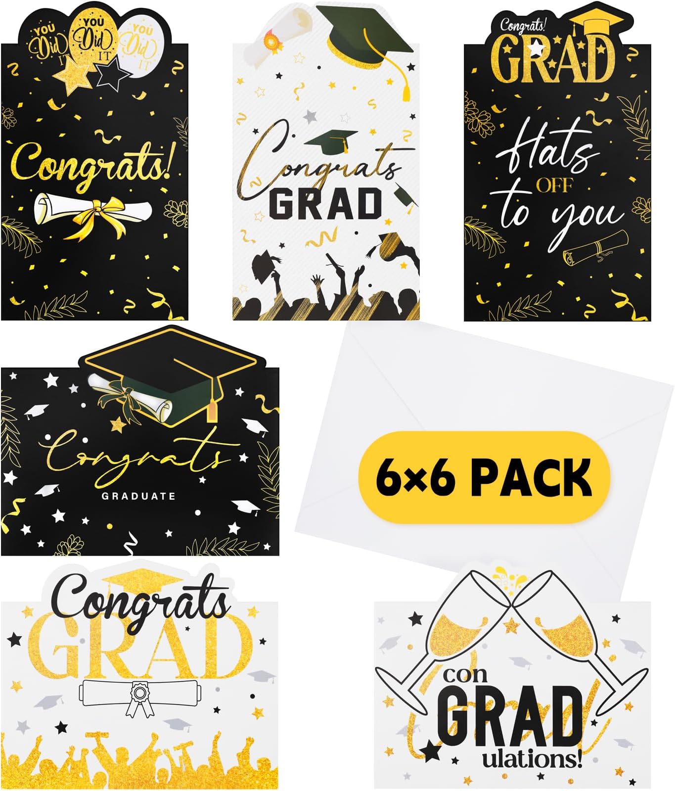 Amazon.com : YoMont 24 Pack Gold Foil Graduation Cards 2024 - Money ...