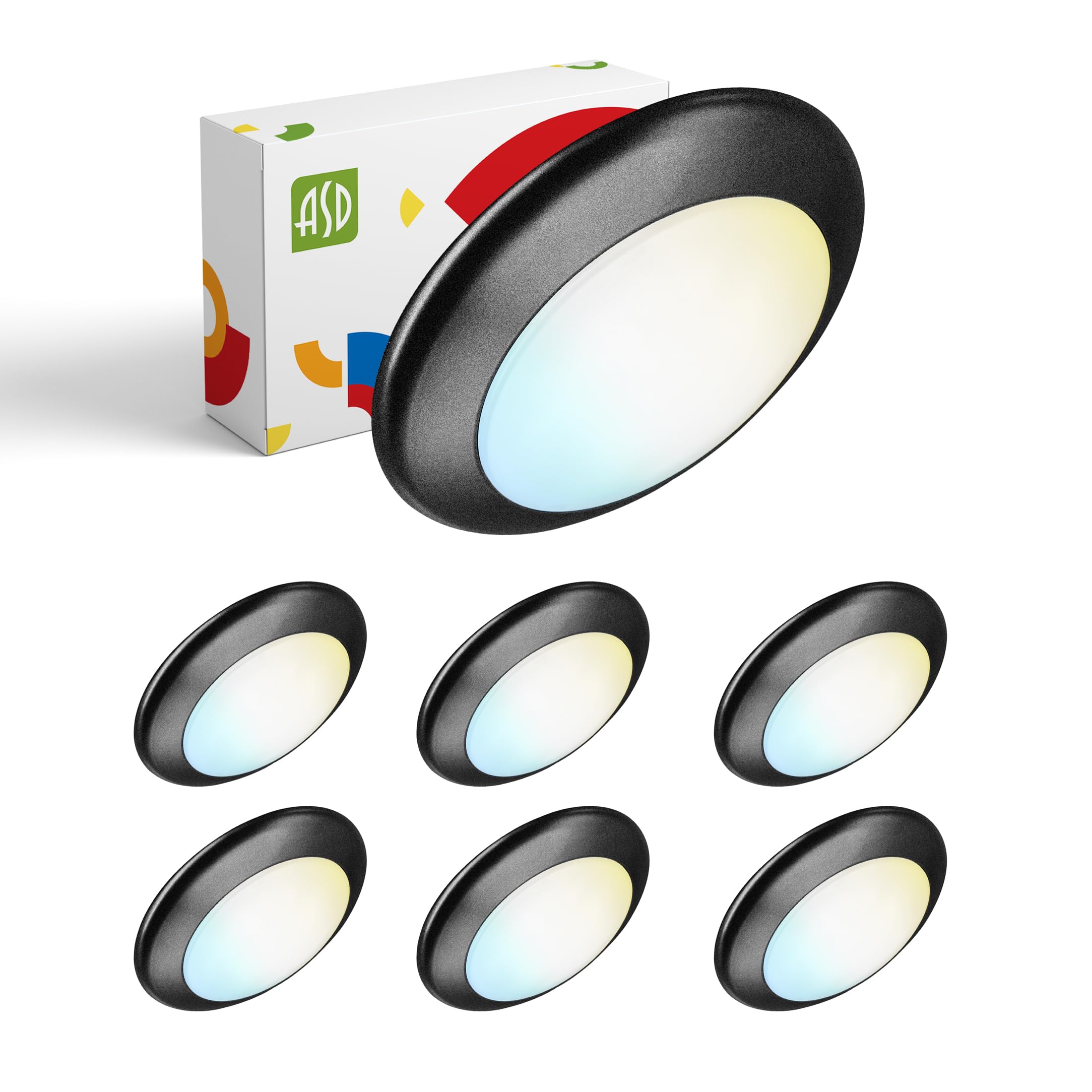 Snapklik.com : 6 Pack LED Disk Lights 6 Inch, 15W 5CCT 2700K-5000K ...