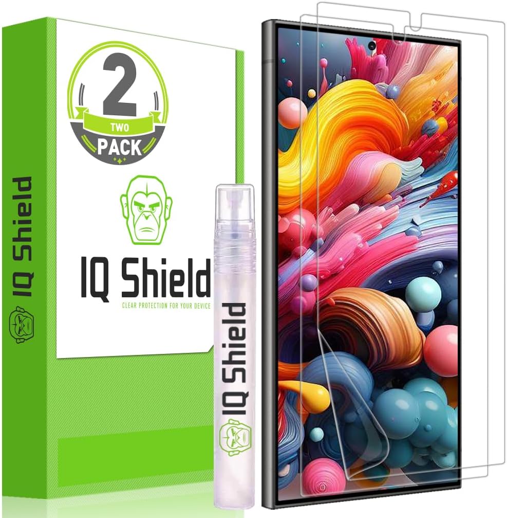 IQShield 2 Pack for Samsung Galaxy S24 Ultra Screen Protector: Clear TPU Film, Bubble-Free ...