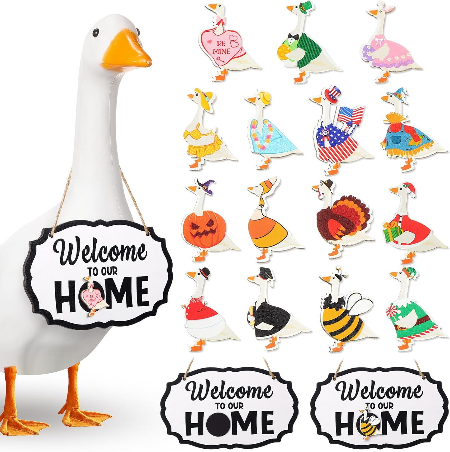 Amazon.com: Memorywuu 16 Pcs Interchangeable Porch Goose Welcome Sign ...