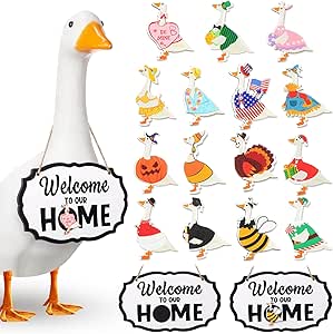 Amazon.com: Memorywuu 16 Pcs Interchangeable Porch Goose Welcome Sign ...