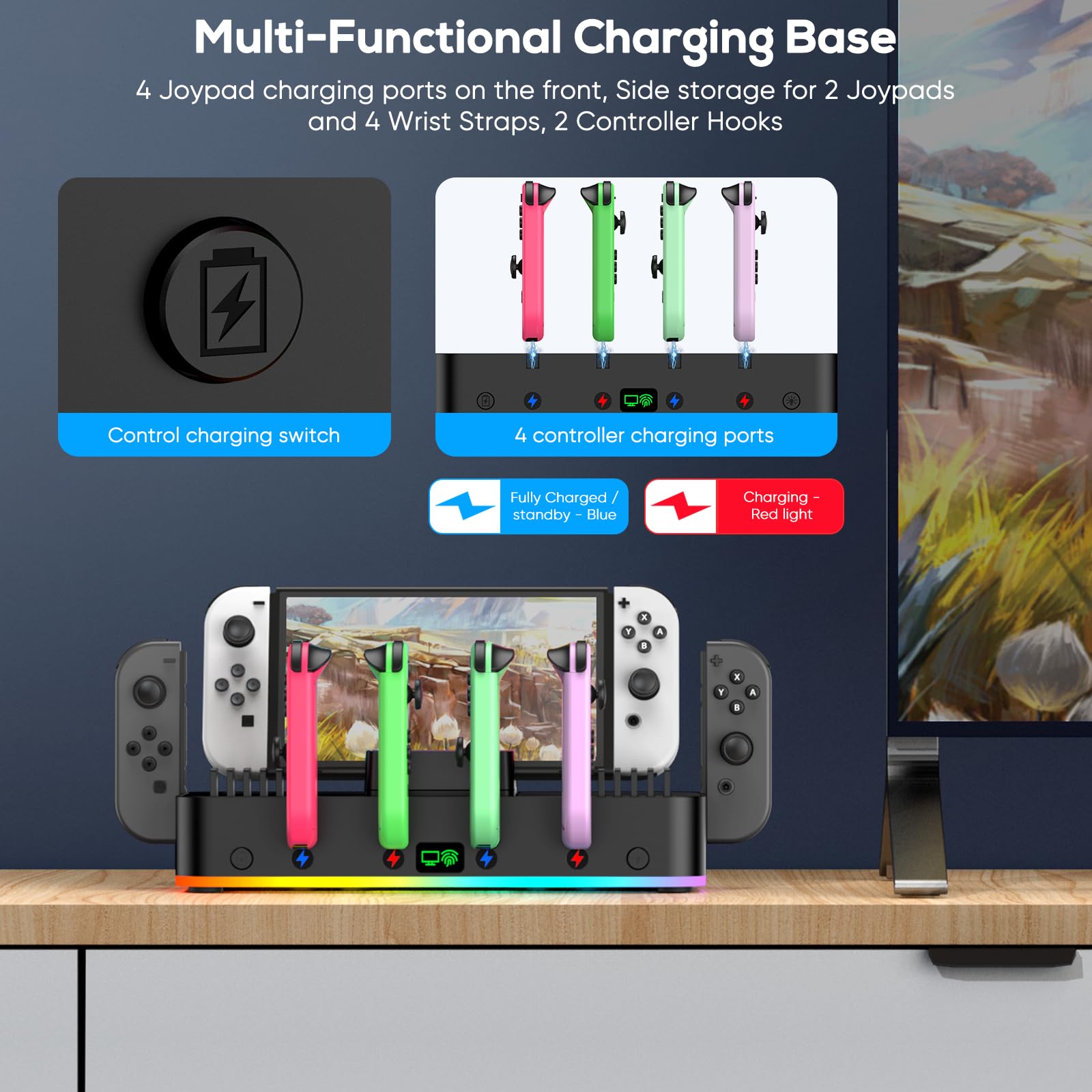 Snapklik.com : FASTSNAIL RGB Switch Wall Mount For Joy-Con Charger ...
