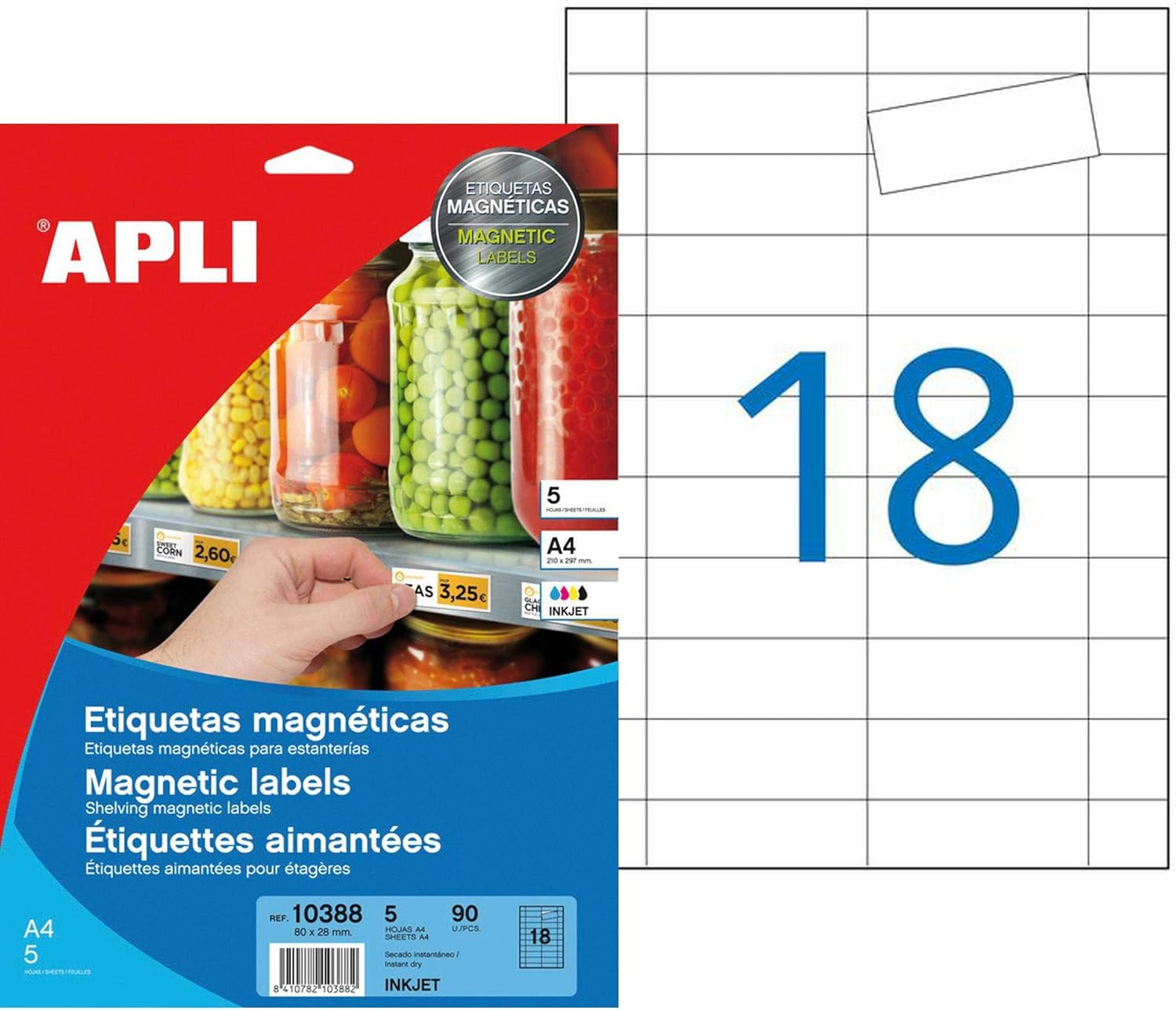 Amazon.com: APLI Magnetic Labels, Dimensions: 80 x 28 mm. Set of 90 ...