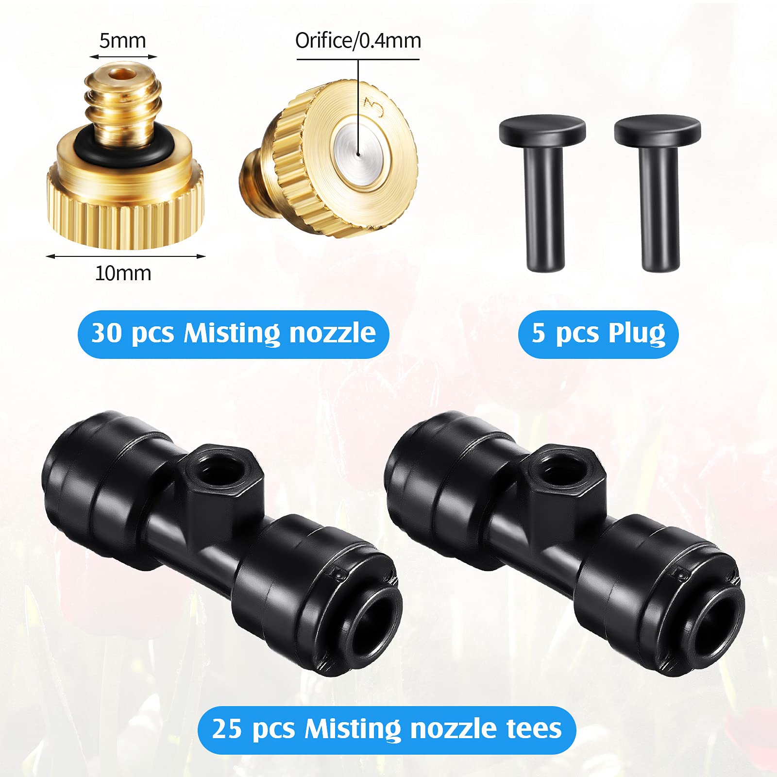 Snapklik.com : Misting Nozzles Kit Include Water Misting Tees Thread 1/ ...