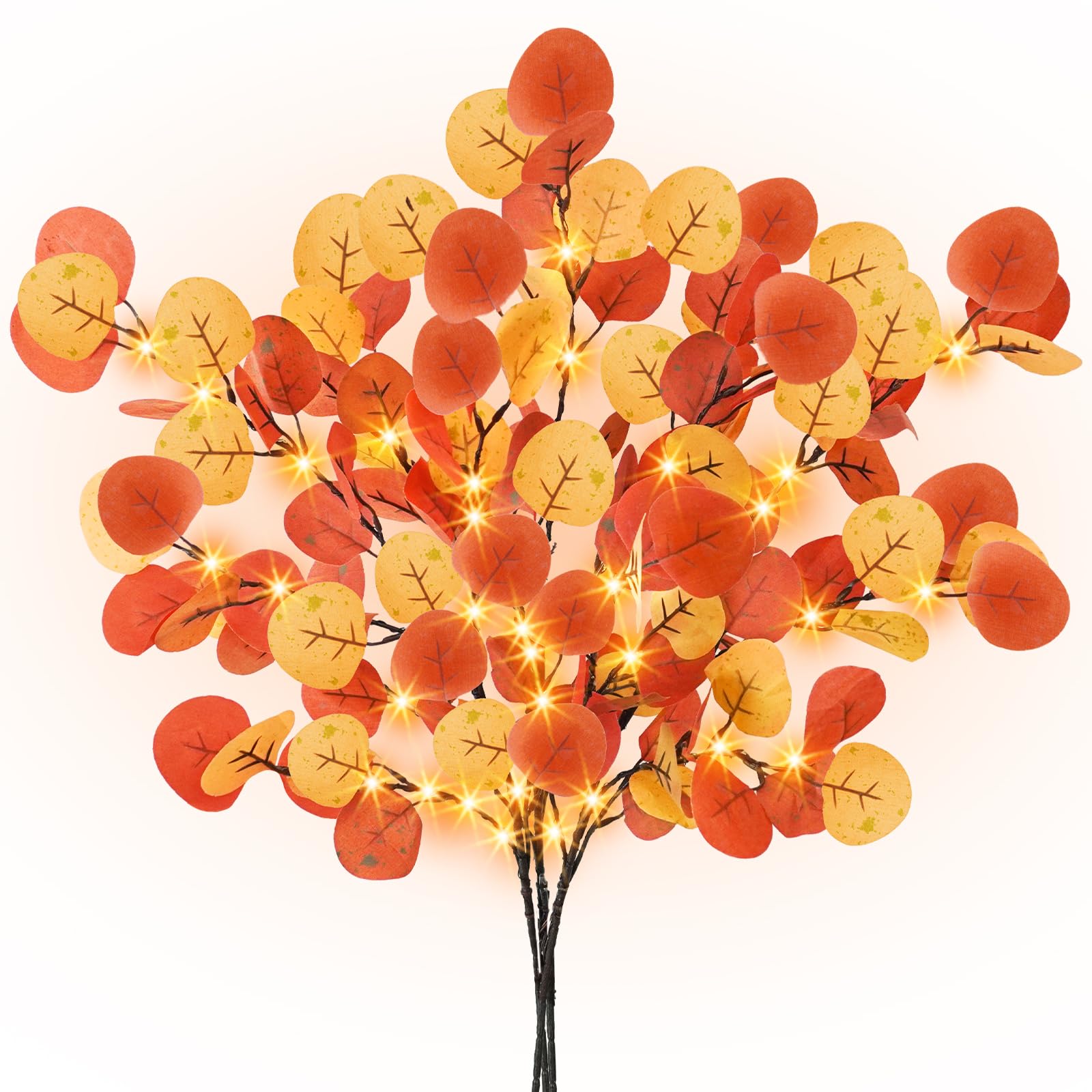 Amazon.com: Agusbagli 30in 60LED Lighted Fall Eucalyptus Branches with ...