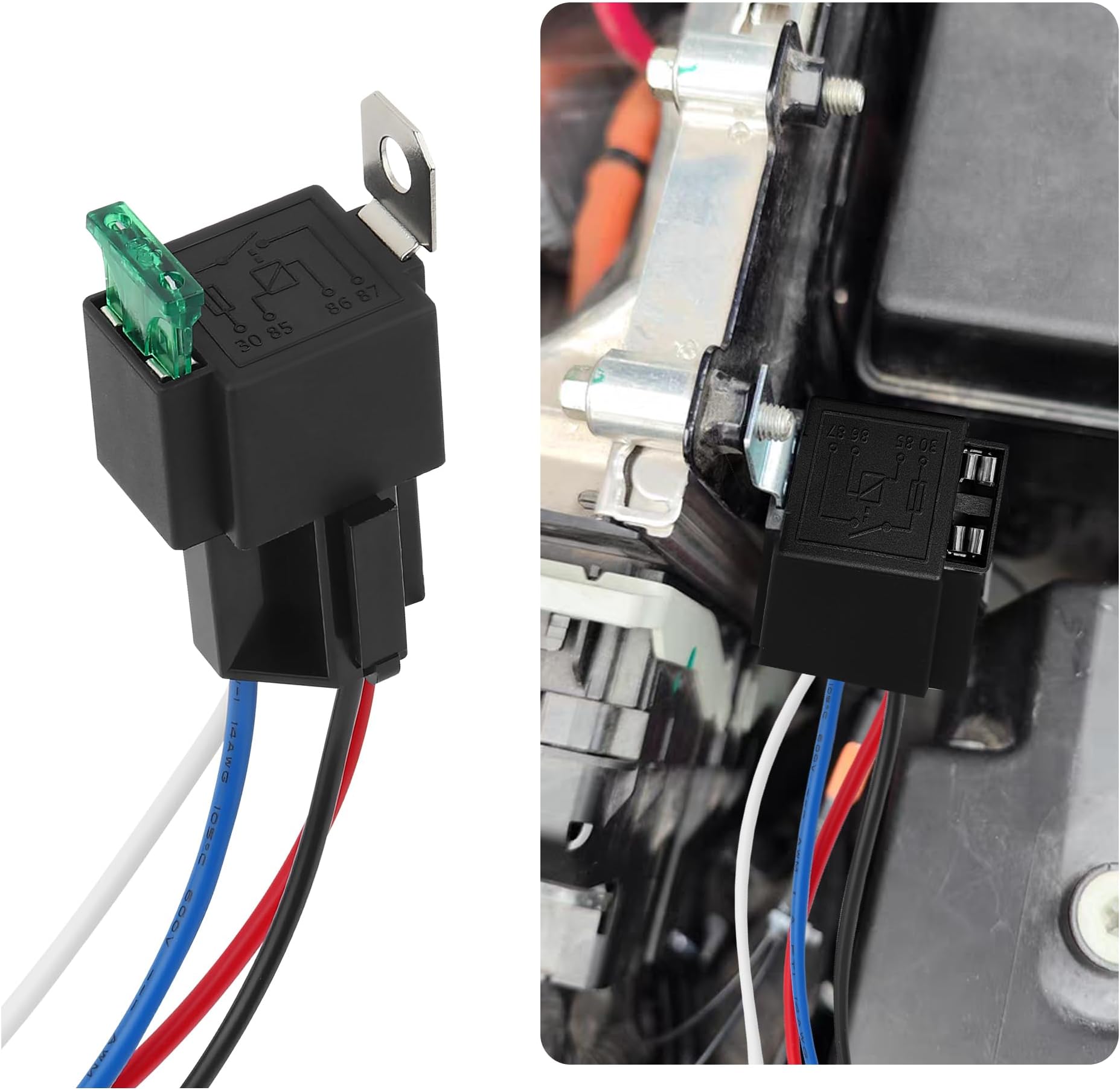 Amazon.com: Fused Relay 12V 30A/40A 5-Pin - (2-Pack) Automotive Built ...
