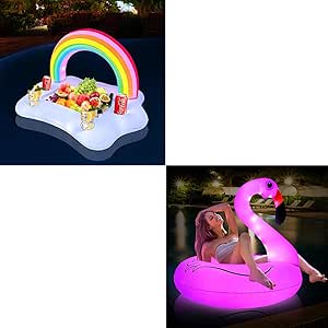 Amazon.com: Flamingo Pool Floats with Lights & Rainbow Cloud Floating ...