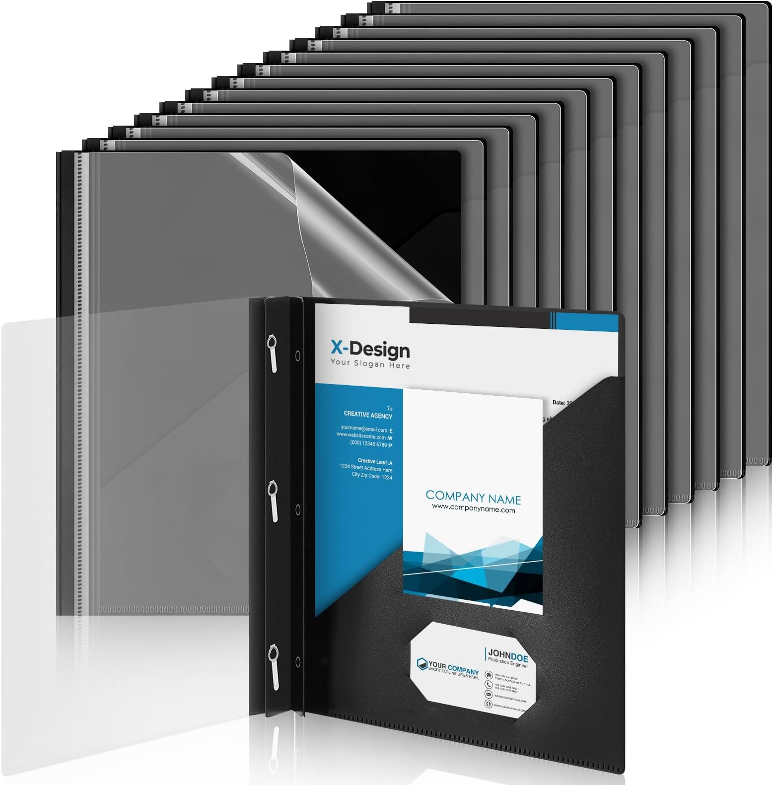 Amazon.com : Teling 24 Pcs Clear Report Cover with 3 Prongs, Plastic ...