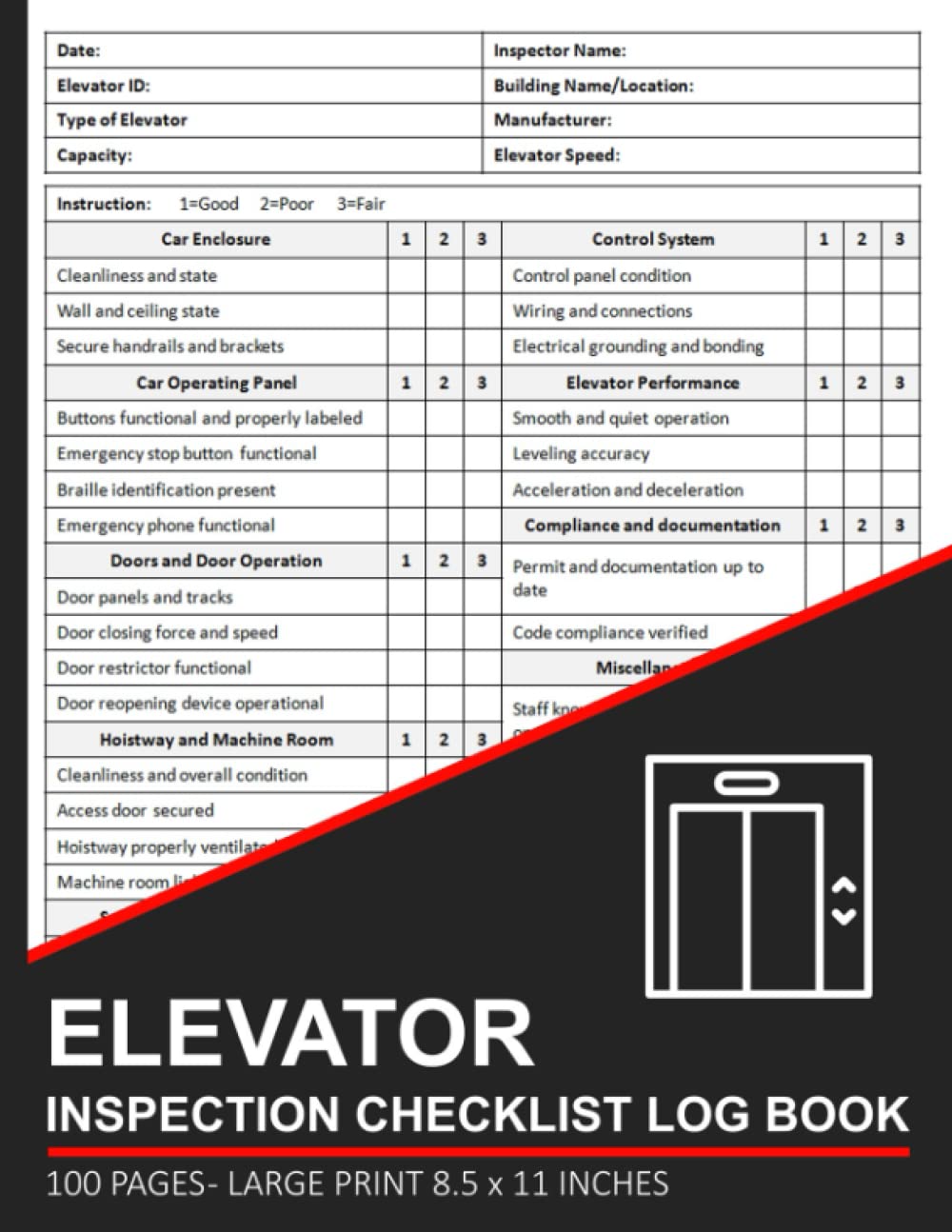 Elevator Inspection Checklist: Elevator Inspection Report Book ...
