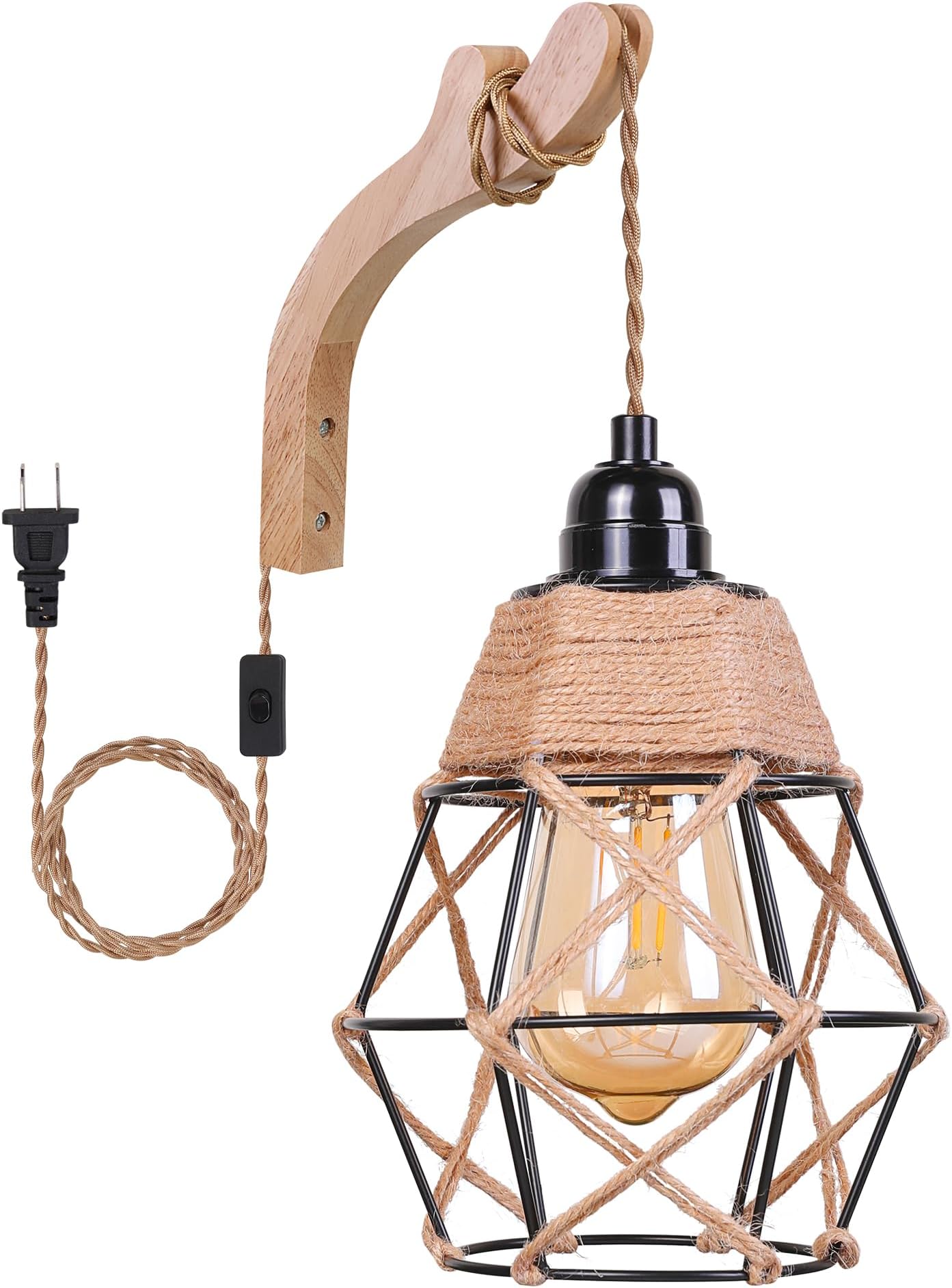 Eufrozy Plug in Wall Sconce Light, Farmhouse Hanging Lamps That Plug ...