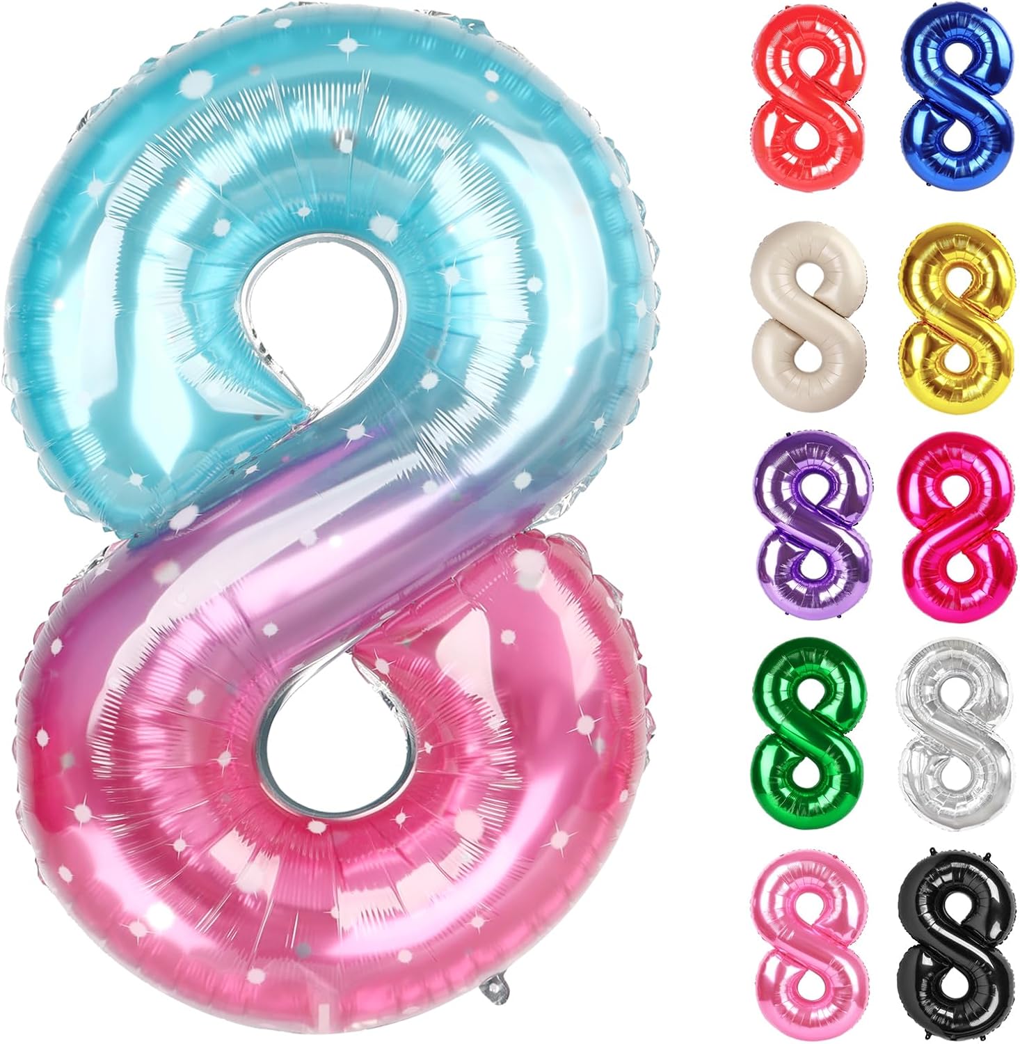 Amazon.com: Starry Sky Number 8 Balloon 40 Inch, 8 Balloon Number, 8th ...