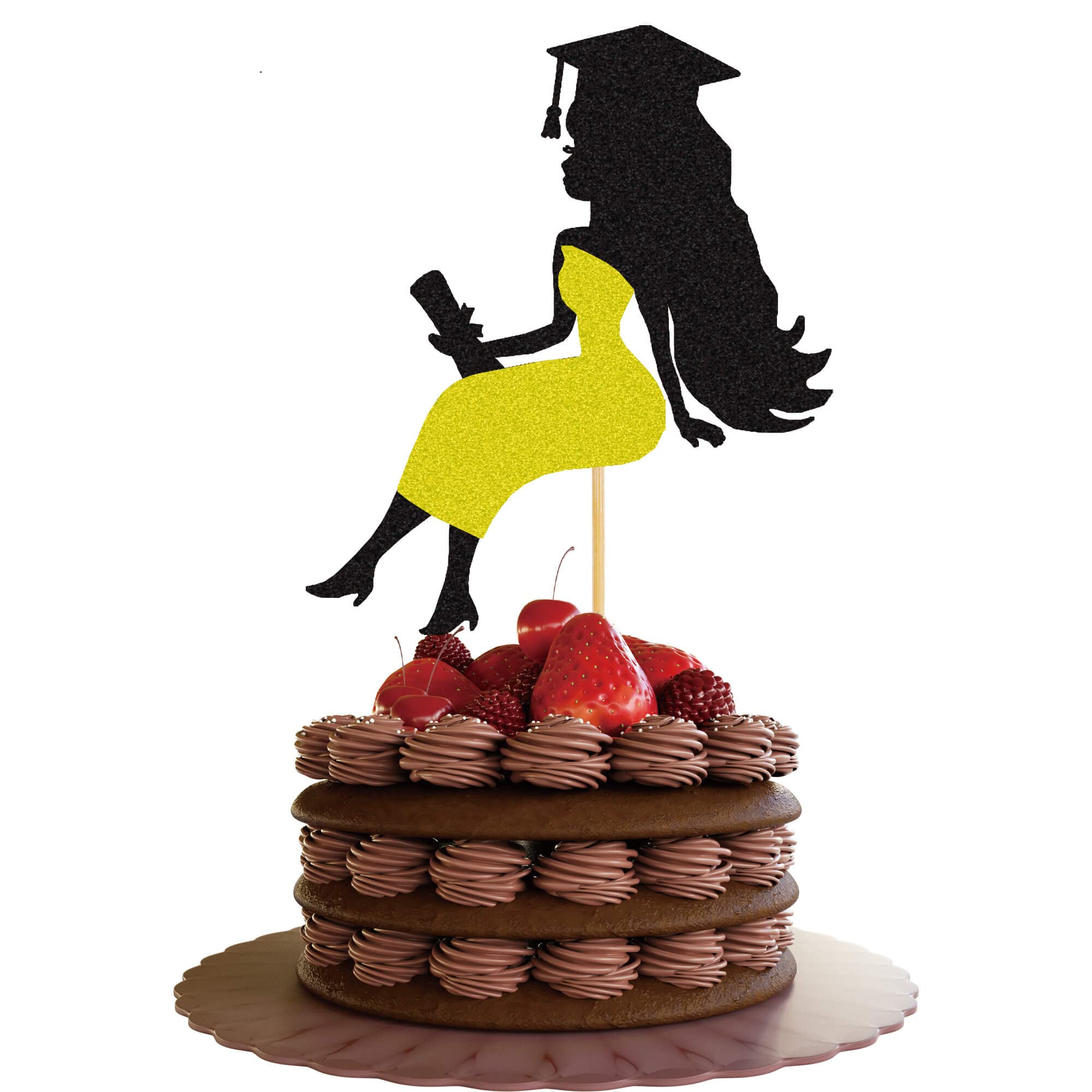 Snapklik.com : Graduation Cake Topper 2022, Black And Gold Glitter ...