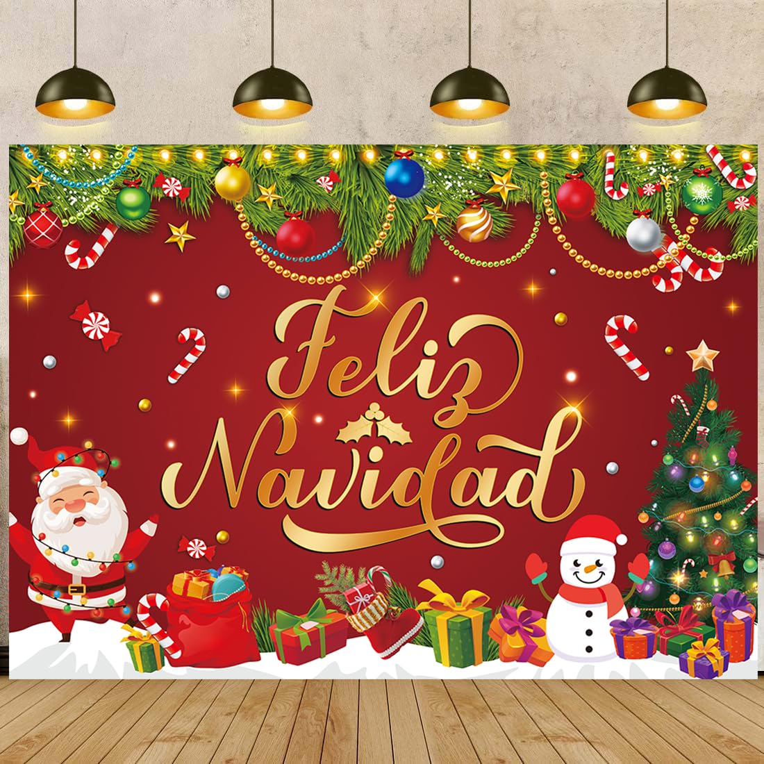 Snapklik.com : Feliz Navidad Backdrop Feliz Navidad Decorations Red ...