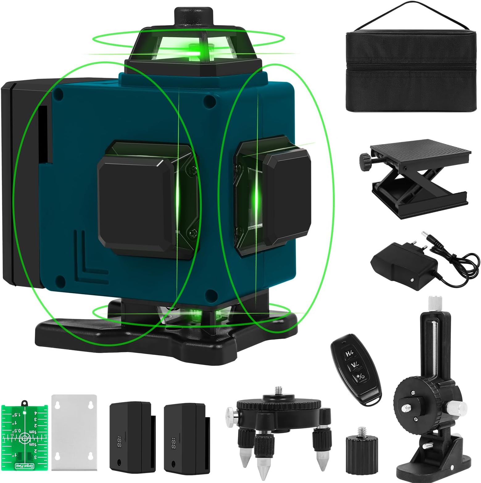 Niveau Laser 4 x 360°,4D 16 Lignes Laser Chantier Horizontal Vertical d'outil,Lazer Niveaux Vert ...