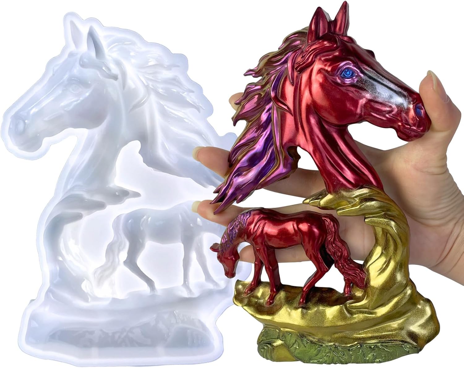 Amazon.com: Voaesdk Large Horse Resin Molds Silicone, Cute Hollow Horse ...
