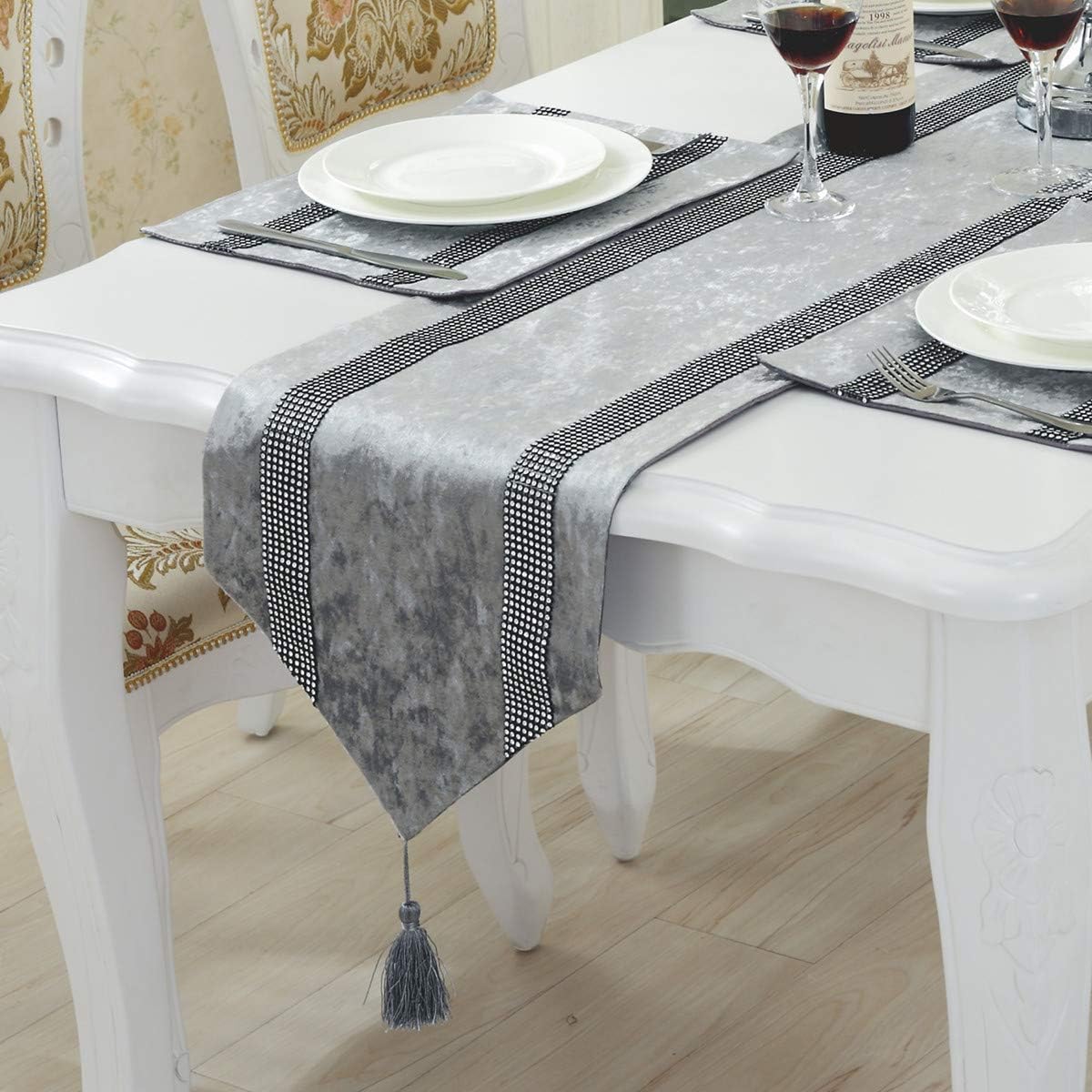 Amazon.com: San Tungus 13x72-Inches European Style Rhinestone Table ...