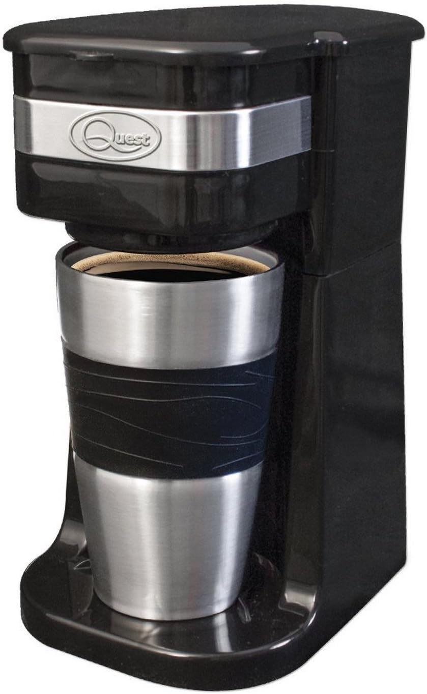 Quest Benross One Cup Filter Coffee Maker with Travel Mug and Lid, 700 ...