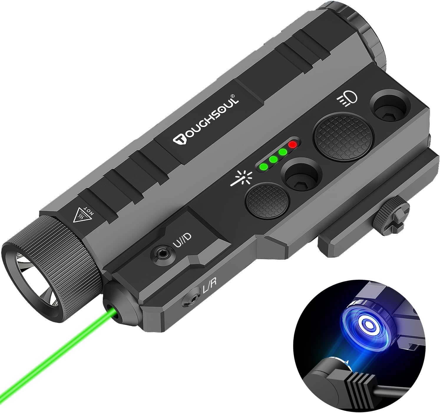 Amazon.com: TOUGHSOUL Mlok Picatinny Tactical Flashlight Laser Sight ...