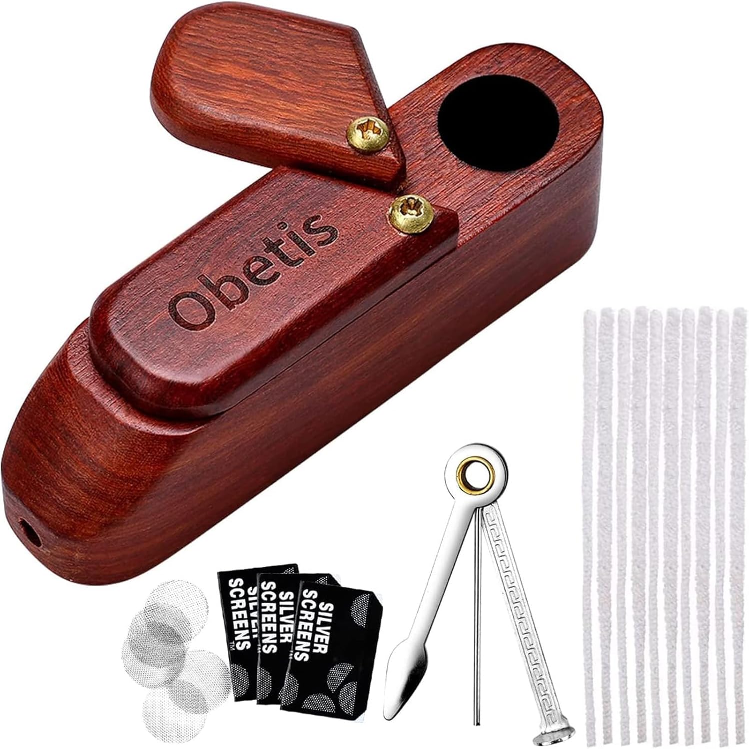 Amazon.com: Obetis Rosewood Tobacco Pipe - Compact Wooden Tobacco Pipe ...