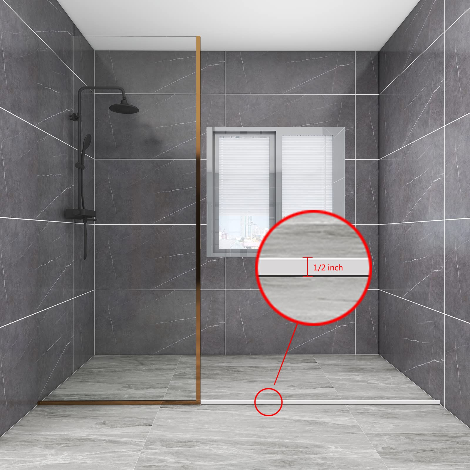 Snapklik.com : 39-inch Shower Threshold Water Dam,Keep Water In Shower ...