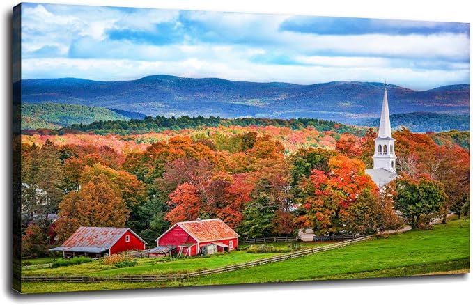 Amazon.com: Canvas Wall Art Vermont Landscape Pictures Posters Printing ...