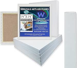 Amazon.com: 1.5" Gallery Deep 14x14 2 PK Medium Grain Linen Stretched ...