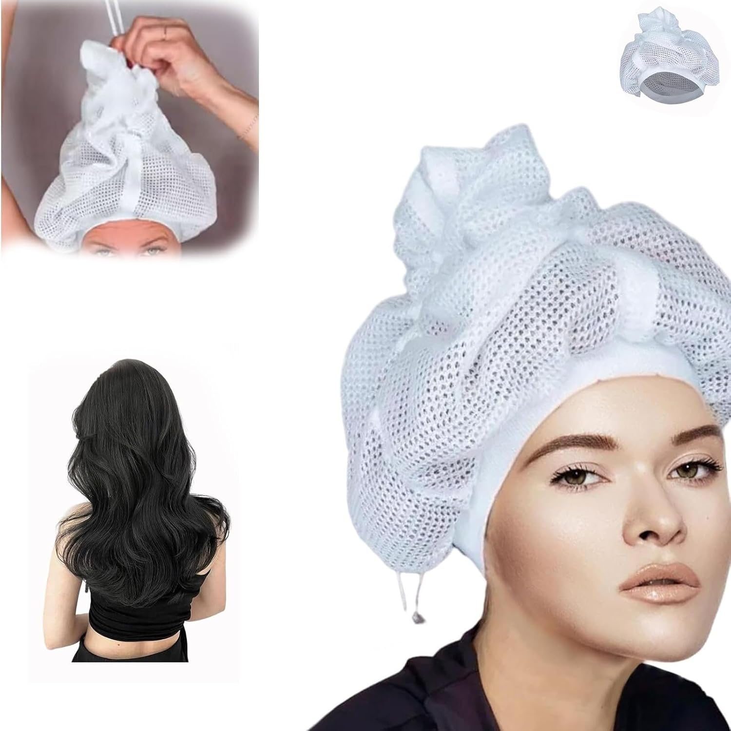Amazon.com: bacion 7 Pcs Net Plopping Cap for Drying Curly Hair ...