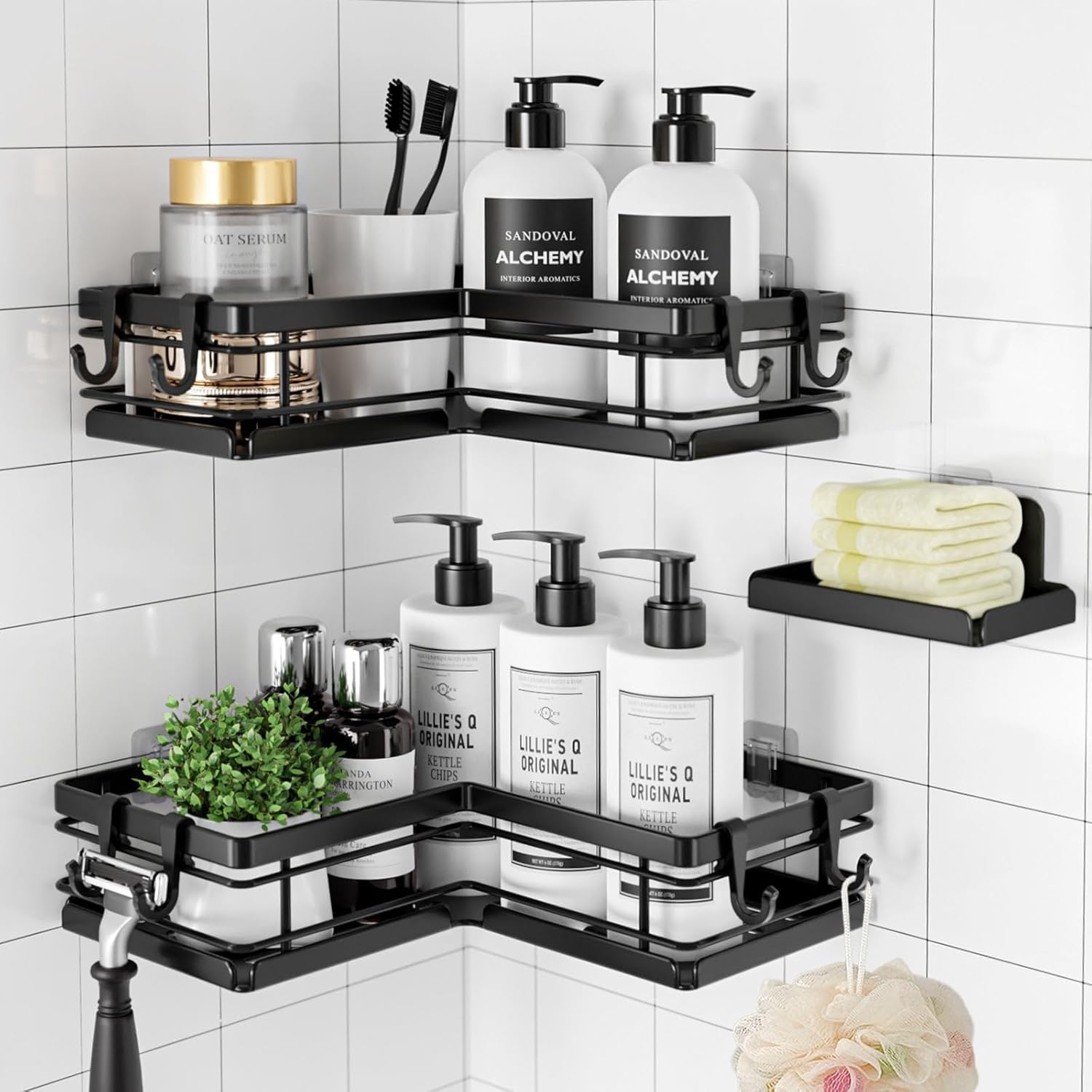 Amazon.com: Sakugi Shower Caddy - 3 Piece Set, Corner Shower Shelves ...