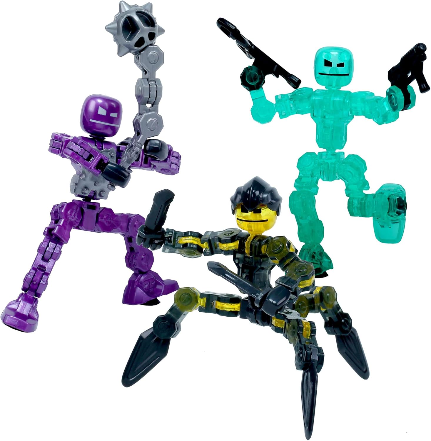 Zing Klikbot Galaxy Pack, Set of 3 Poseable Action Figures with Weapons ...