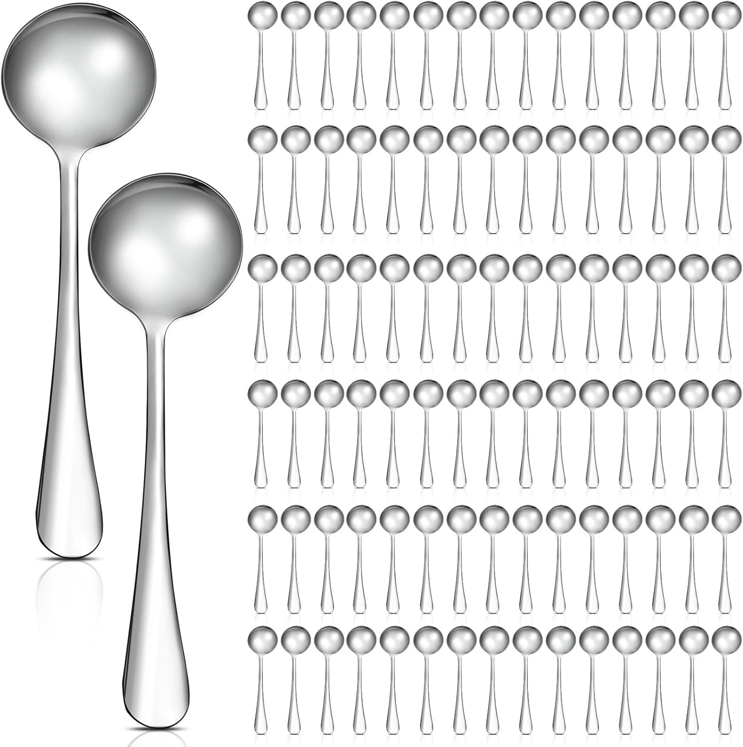 Amazon.com: Mifoci 100 Pcs Soup Spoons Set (6.3 Inch) Stainless Steel ...