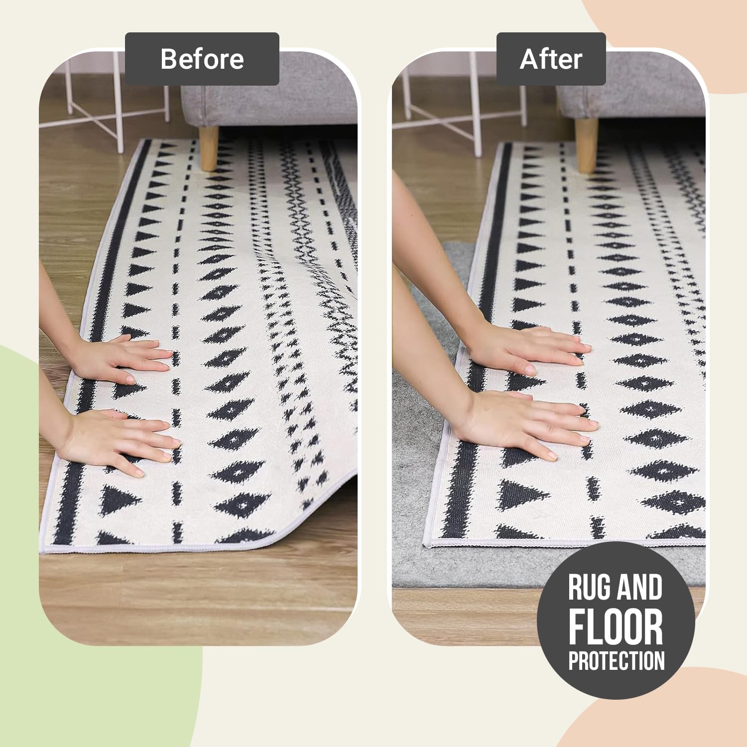 Snapklik.com : Premium Non Slip Rug Pad 5x7 Feet, 1/4" Thick Cushioned ...