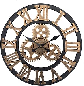 Amazon.com: Vintage Industrial Gear Wall Clock，18 Inch Round 3D Roman ...