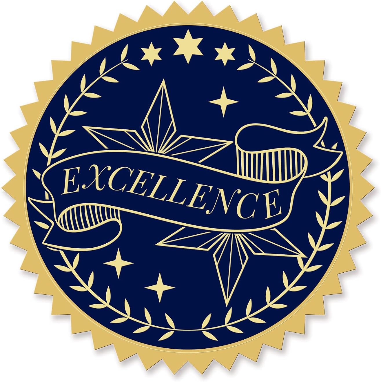 CRASPIRE 100pcs Embossed Foil Stickers Excellence Gold Foil Certificate ...