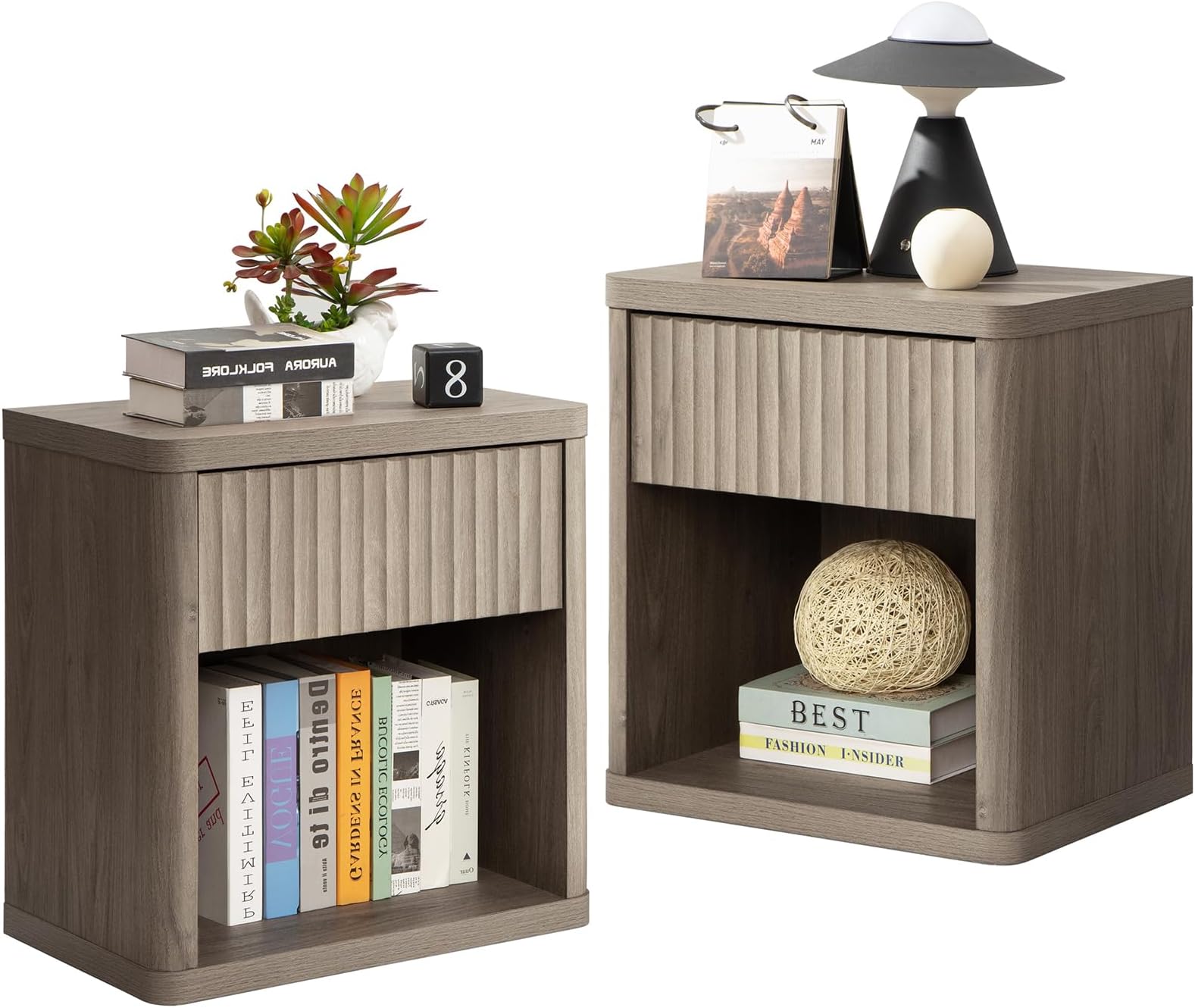 Amazon.com: Carla Mid Century Modern Solid Wood Walnut Nightstand with ...