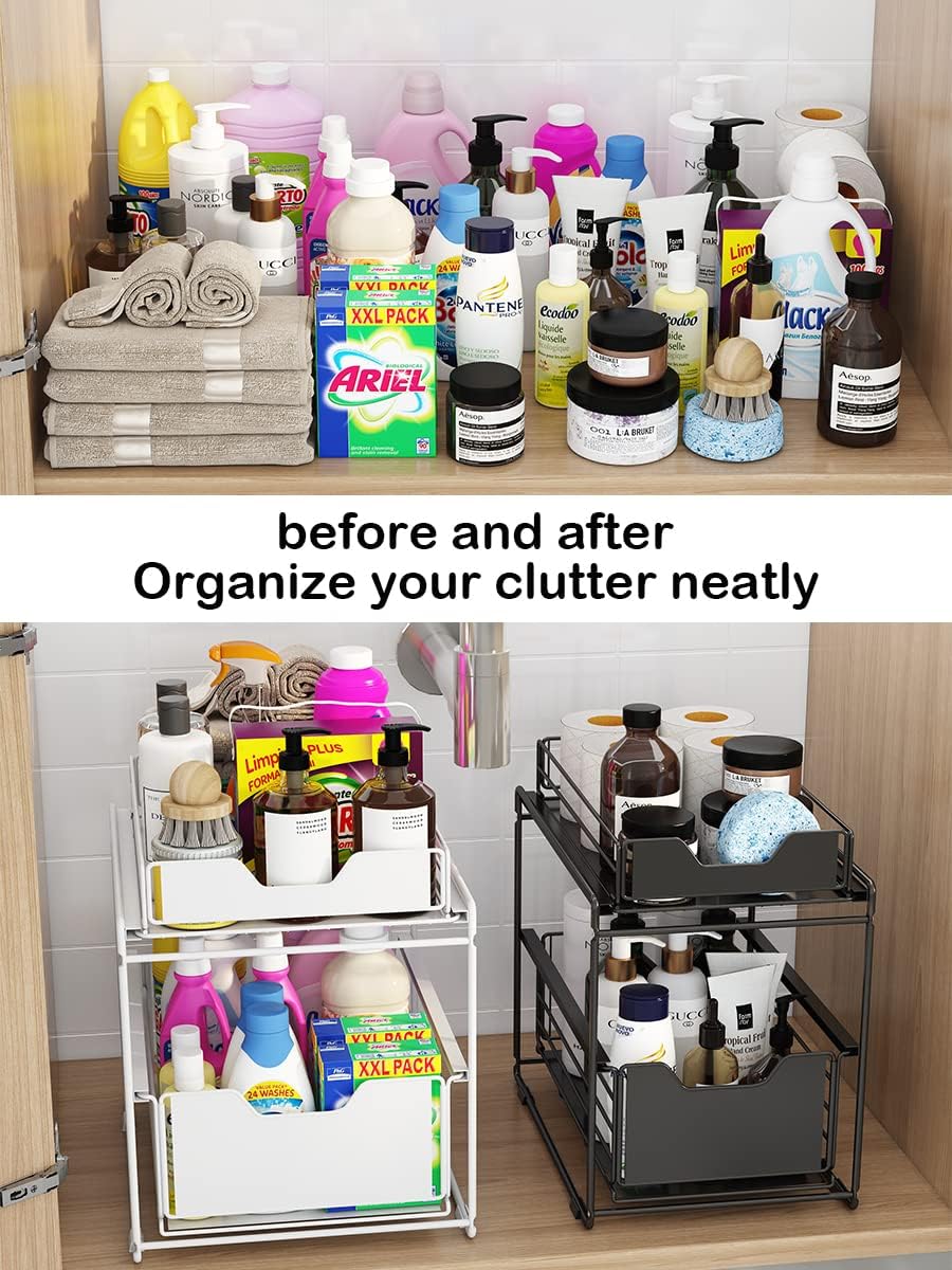 Buy Lexza Pull Out Cabinet Organizer, Stainless Steel Non-Slip Material ...