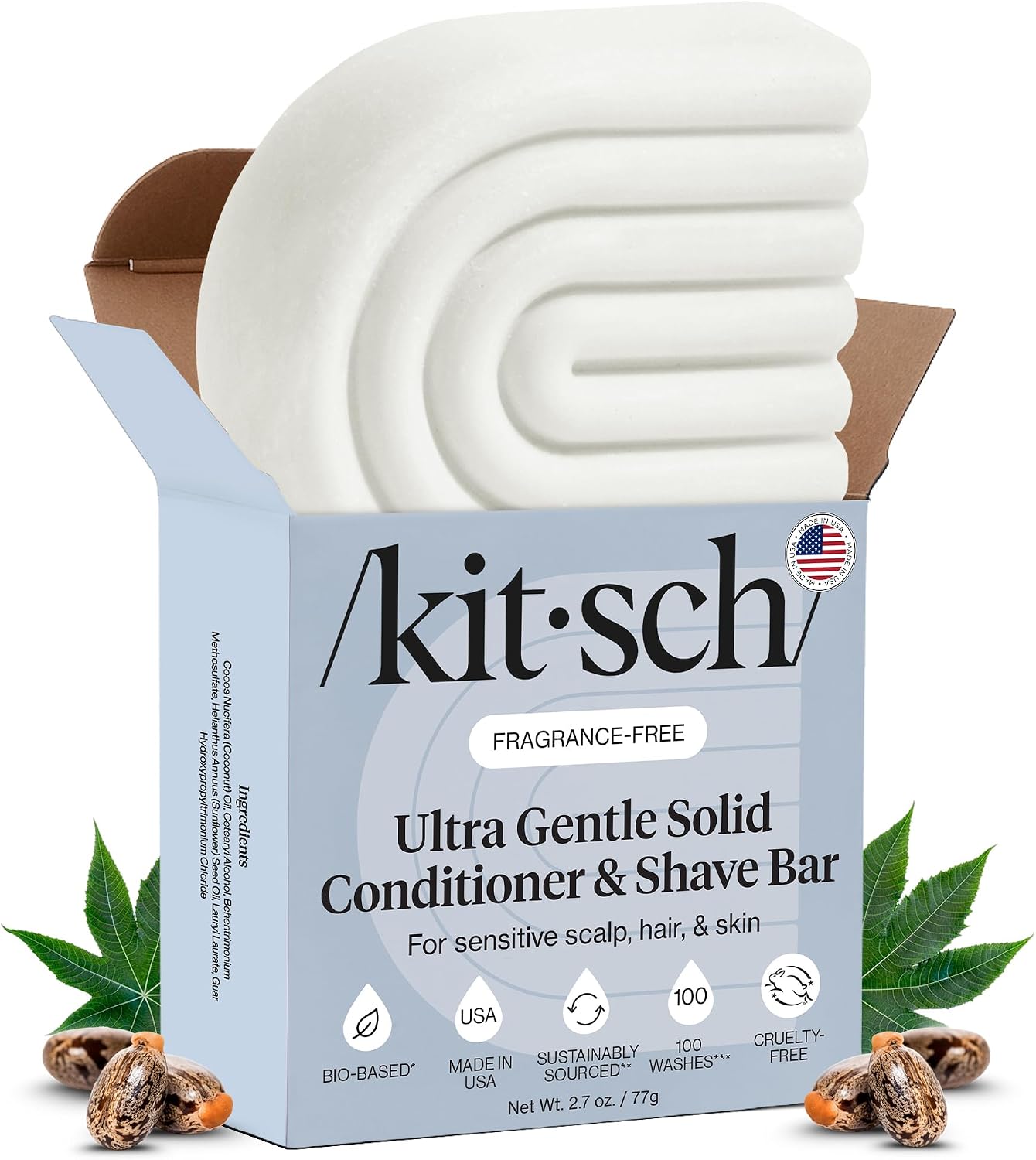 Kitsch 2-in-1 Solid Hair Conditioner & Shave Bar - Ultra-Sensitive ...